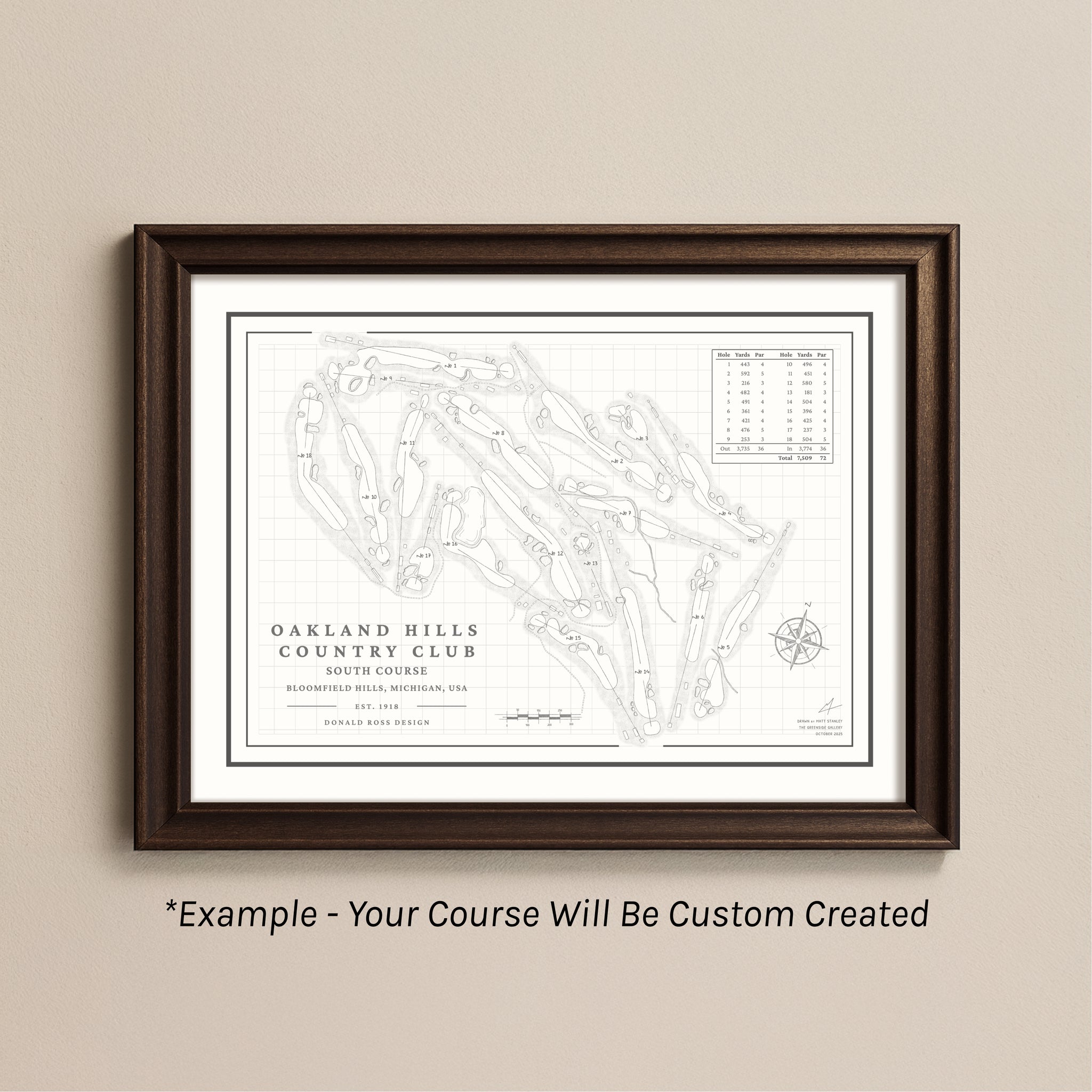 The Legacy Golf Map | Bespoke architectural art — hand-drawn to order ...